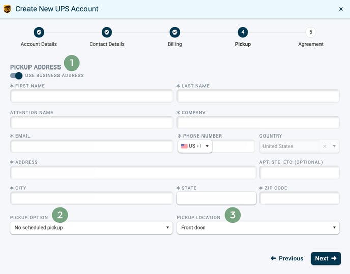 New UPS Account Setup